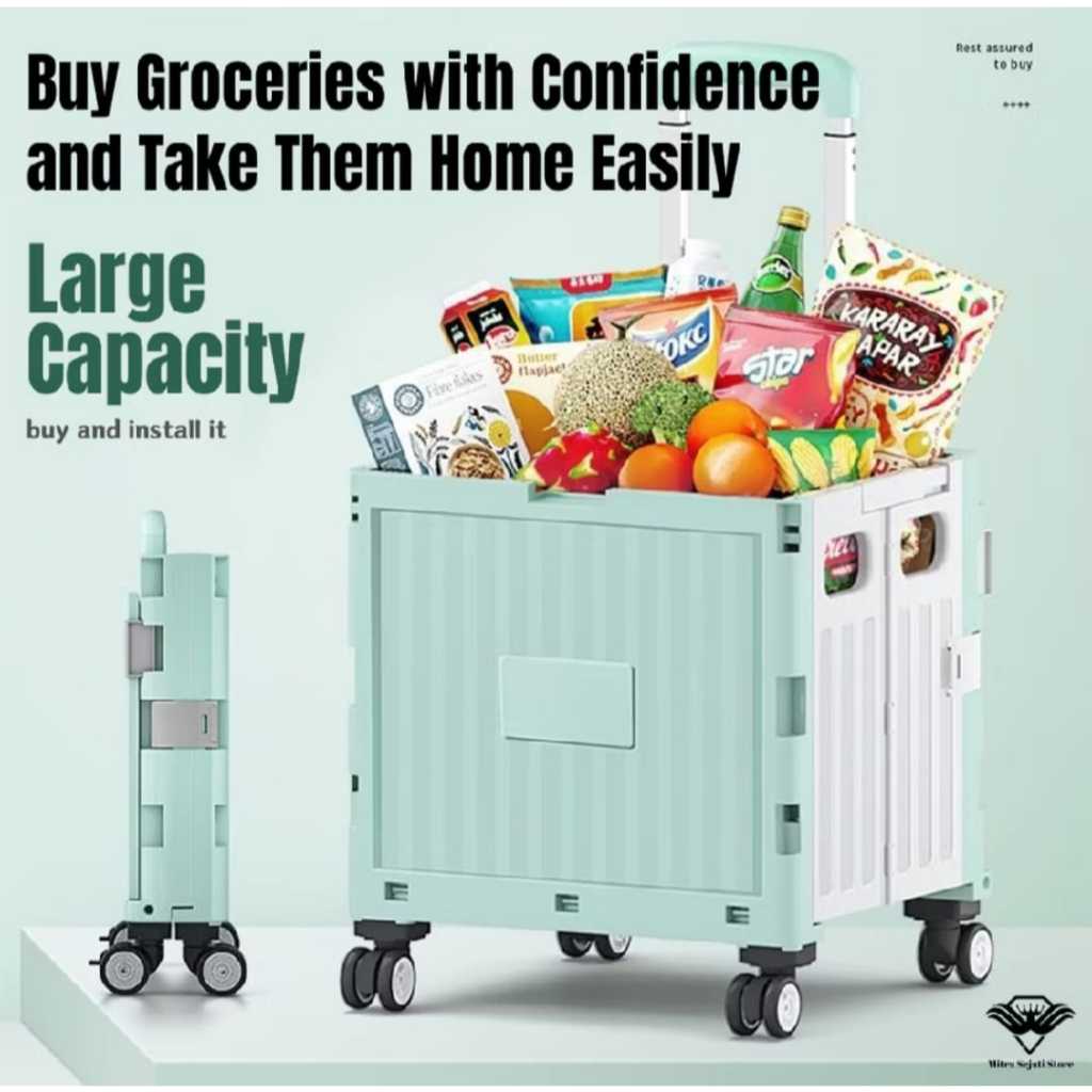 Jual Keranjang Trolly Belanja Lipat 4 Roda/ Troli LIpat Dorong Trolley ...