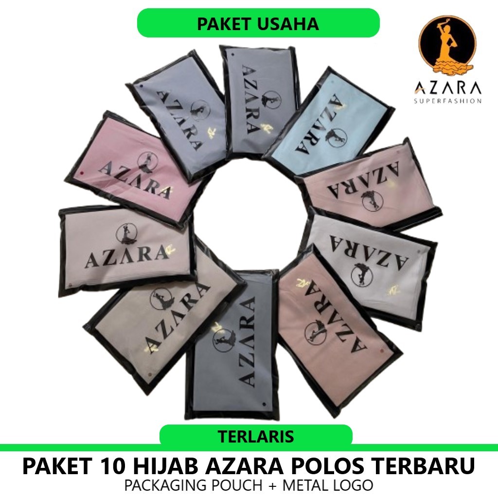 Jual Paket 10 Hijab Segi Empat Voal Azara Oskara Polos Packing Pouch LC ...