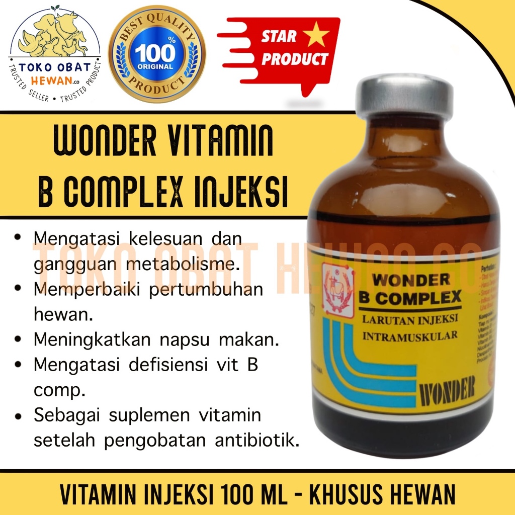 Jual WONDER Vitamin Hewan B Complex Injeksi 100 ml | Shopee Indonesia