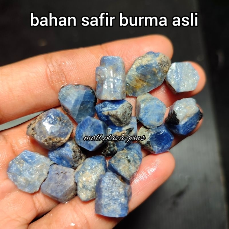 Jual bahan batu blue sapphire natural burma / bongkahan blue safir ...