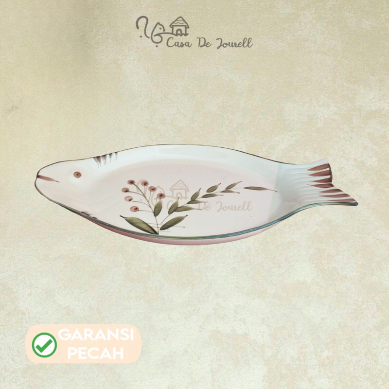 Jual Piring Model Ikan 18” Cream/Keramik/Piring model ikan aesthetic ...