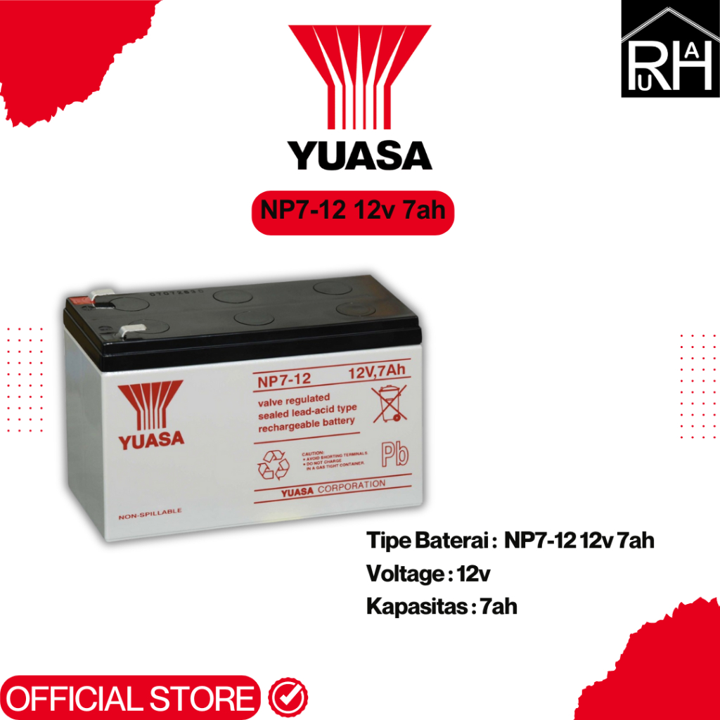 Jual 2 DUS 16 UNIT Baterai UPS Inverter YUASA NP7-12 12v 7ah 20hr Battery AGM VRLA Original ...