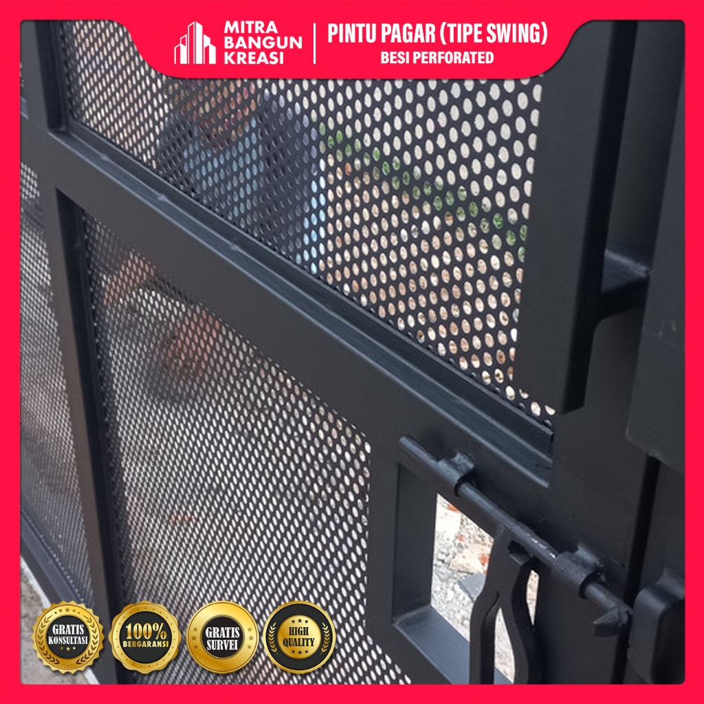 Jual Pintu Pagar Besi Industrial Plat Perforated Tipe Swing Minimalis ...