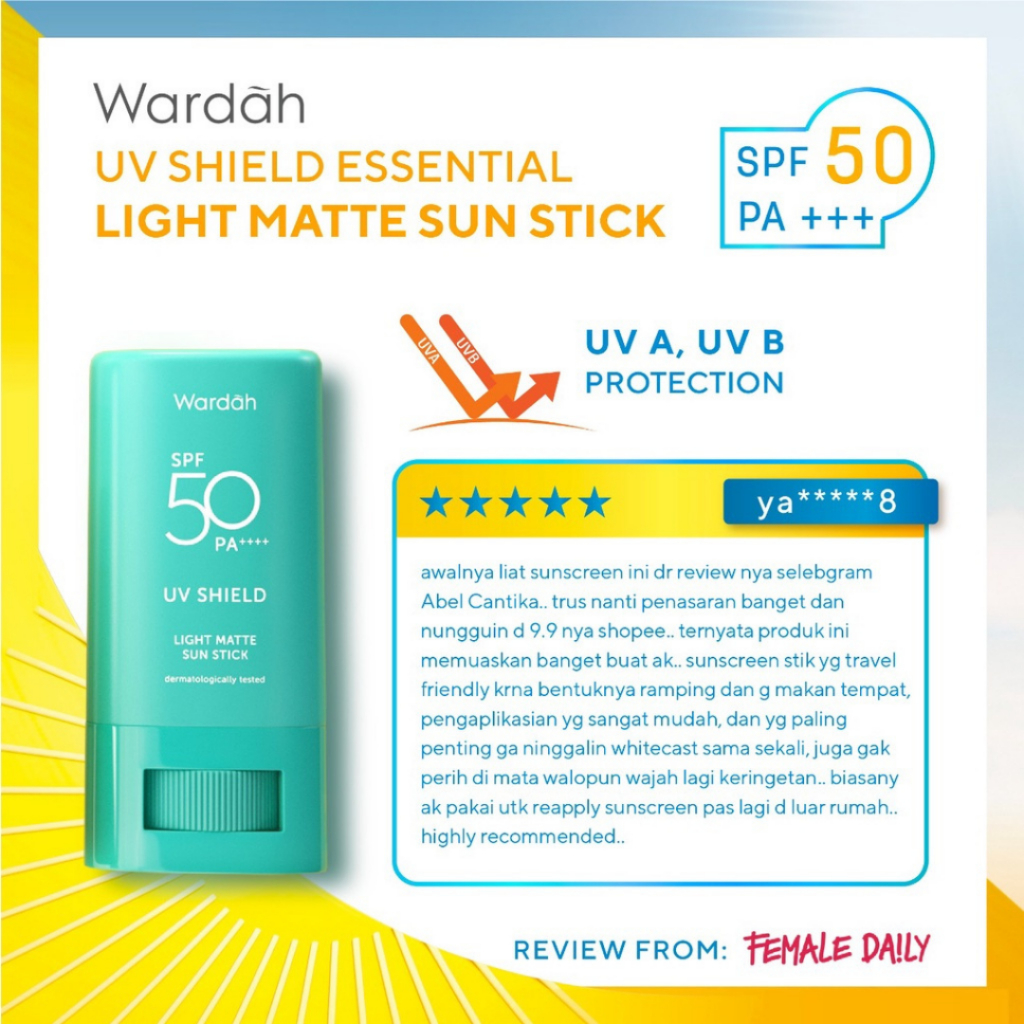 Jual Wardah UV Shield Light Matte Sun Stick SPF 50 22 g (Revamp ...
