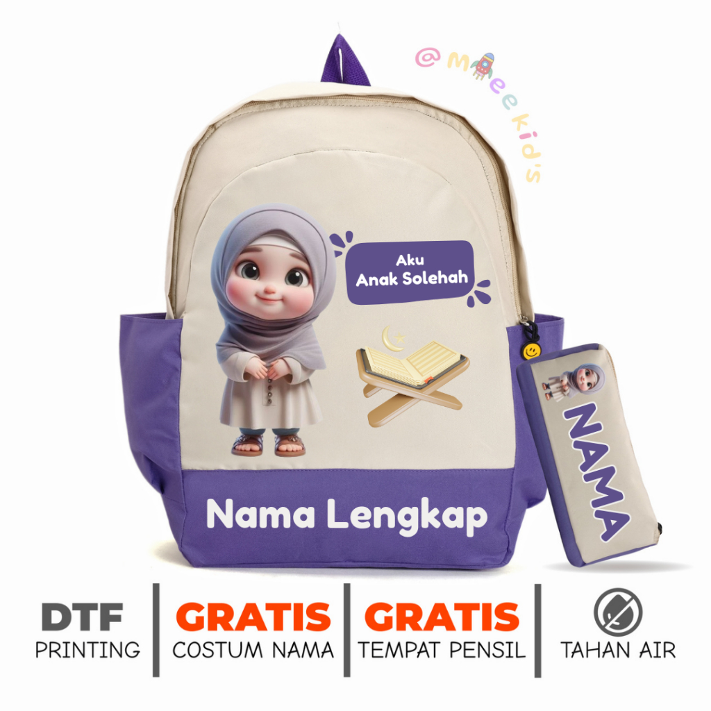 Jual Mieekids Tas Custome Nama Anak Paud Muslim 3D | Shopee Indonesia