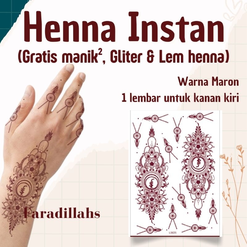 Jual HENNA INSTAN / HENNA TEMPEL / HENNA MARON (gratis manik2, Gliter & Lem Henna) | Shopee ...