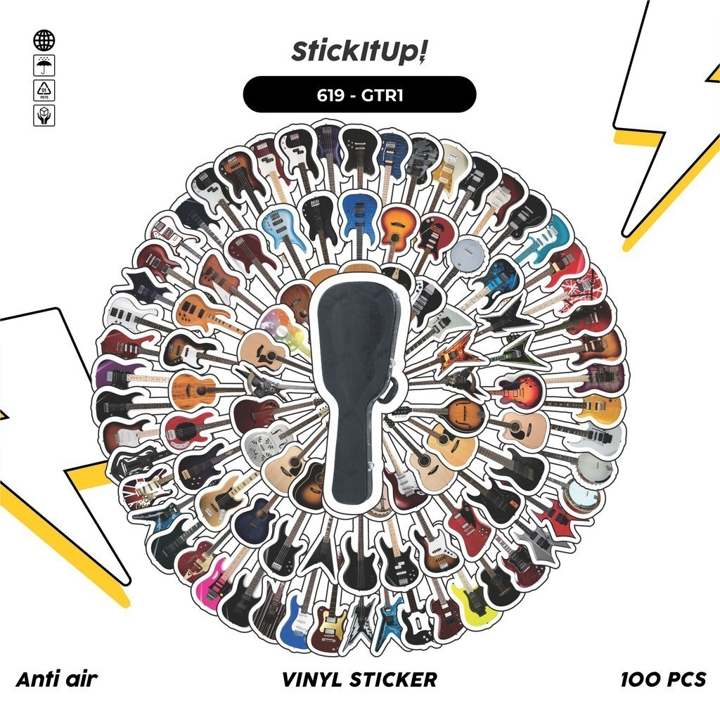 Jual COD StickitUp 100 Pcs Stiker Pack Guitar Series 1 Lucu Aesthetic Vynil Waterproof untuk ...