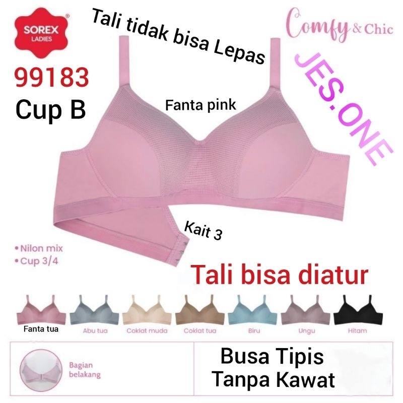 Jual SOREX 99183 Bra BH Busa Tipis Tanpa Kawat Kait 3 Cup B sz 36 - 42 ...