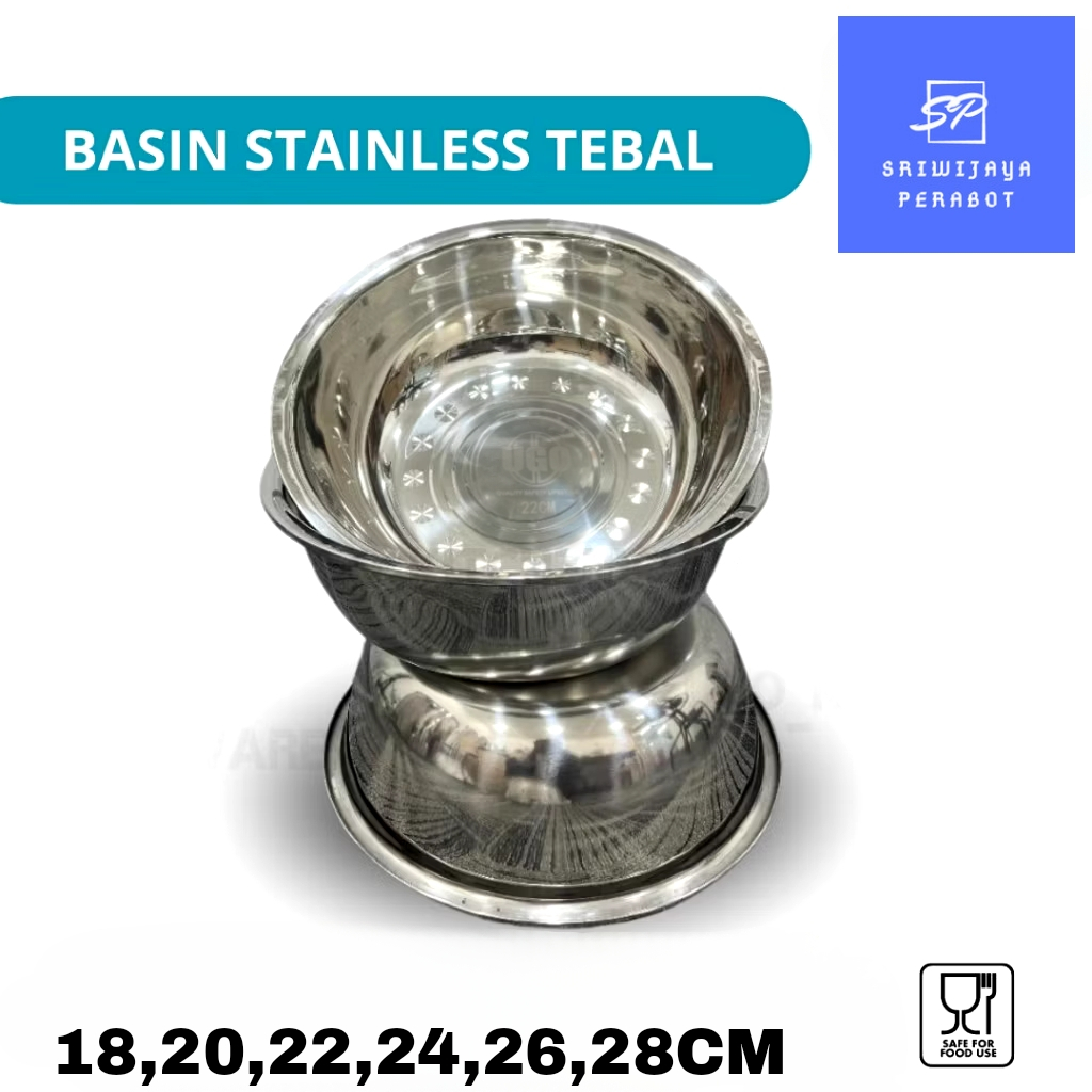 Jual BASKOM STAINLESS STEEL | BASIN TEBAL UK 18,20,22,24,26,28 CM ...