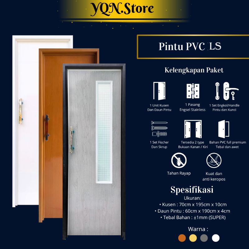 Jual Pintu Kamar Mandi PVC Tebal Fullset Kusen Pintu WC Toilet ...