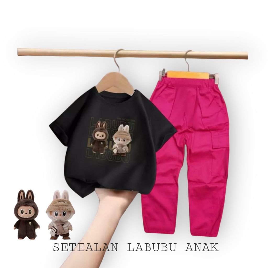 Jual SET BAJU LABUBU ANAK USIA 1-10 TAHUN/ONE SET BAJU LABUBU CELANA ...