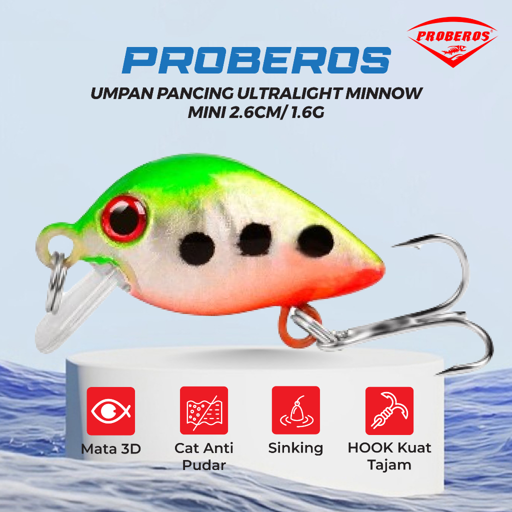 Jual PROBEROS Umpan Pancing Minnow Ultralight DW1082 1.6g/2.6cm Umpan ...