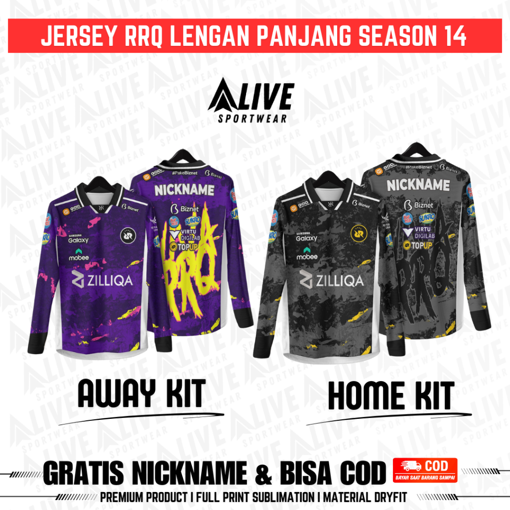 Jual Jersey RRQ Season 14 Terbaru Tangan Panjang Premium Gratis Pasang ...