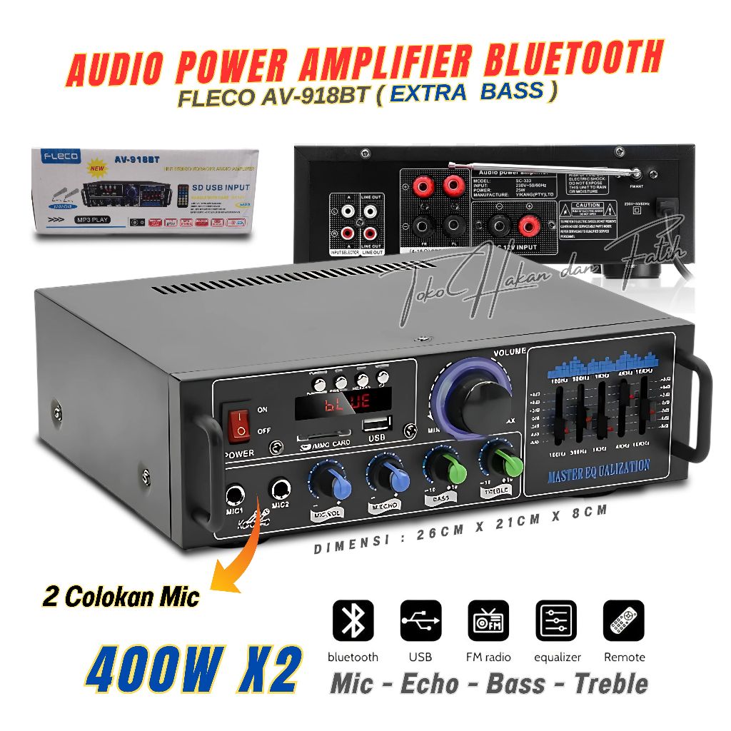 Jual Audio Power Amplifier Fleco AV-918BT - Amplifier Bluetooth USB/SD ...