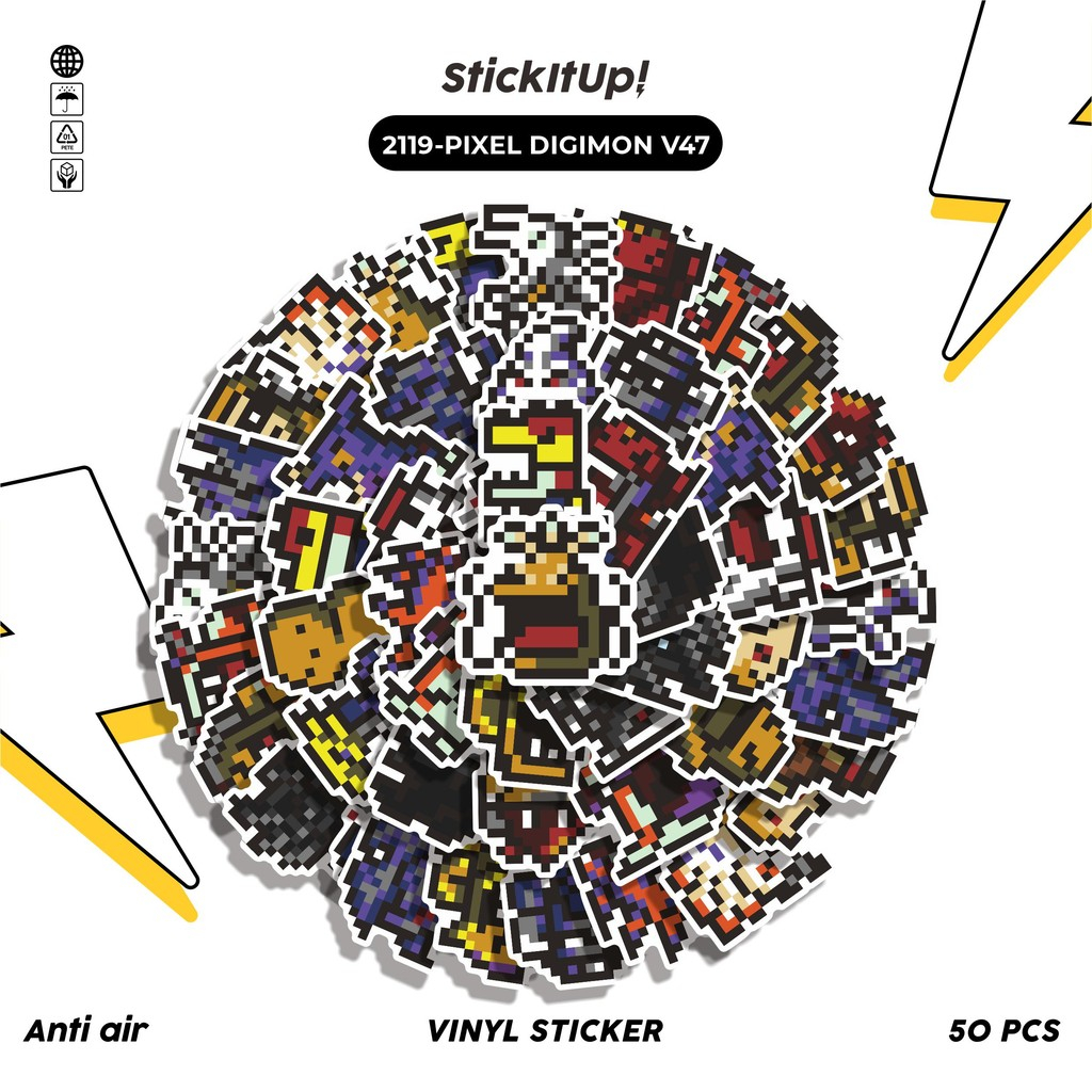 Jual COD 50 Pcs Stiker Pack PIXEL DIGIMON V47 Lucu Aesthetic Vynil ...
