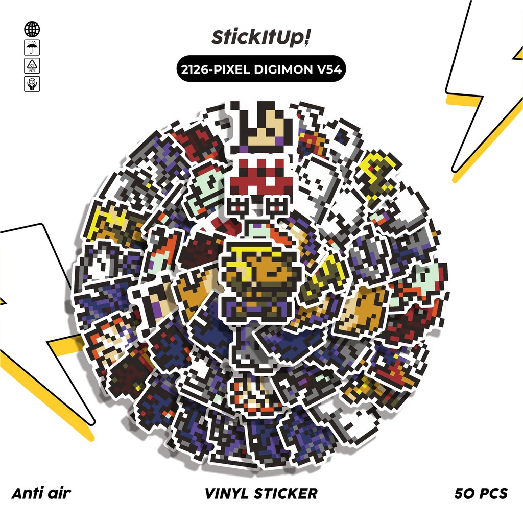 Jual COD 50 Pcs Stiker Pack PIXEL DIGIMON V54 Lucu Aesthetic Vynil ...