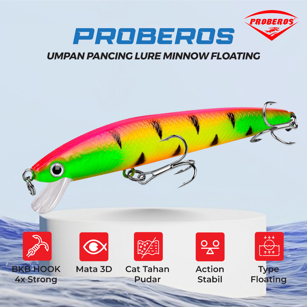 Jual PROBEROS Umpan Pancing Lure Minnow 8.5g/ 9.5cm lure minnow ...