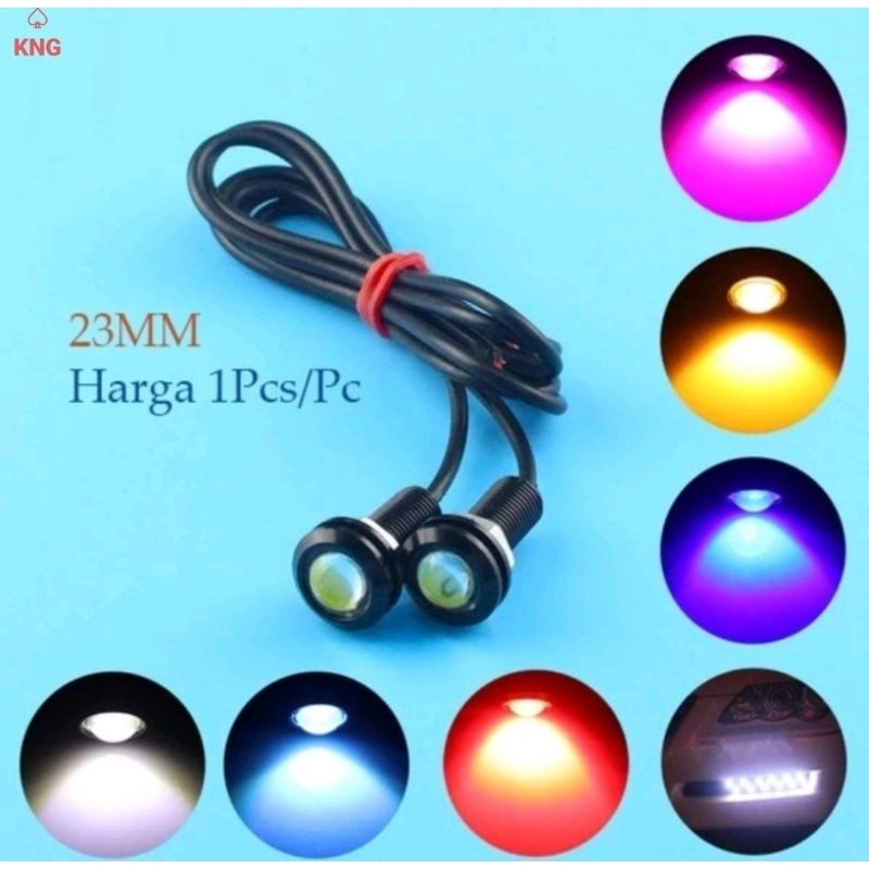 Jual Lampu LED Motor Mata Elang Strobo DRL COB Eagle Eye 23mm 12V 1.5W Non Kedip 1 Picis ...