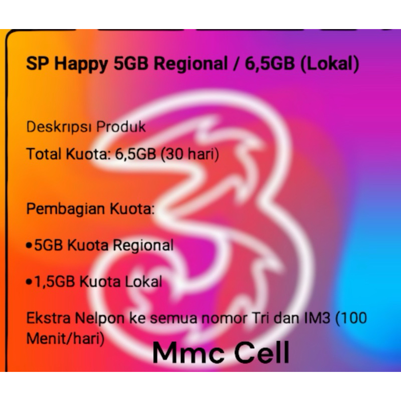 Jual KARTU PERDANA TRI 6,5GB KARTU TRI PERDANA TRI | Shopee Indonesia