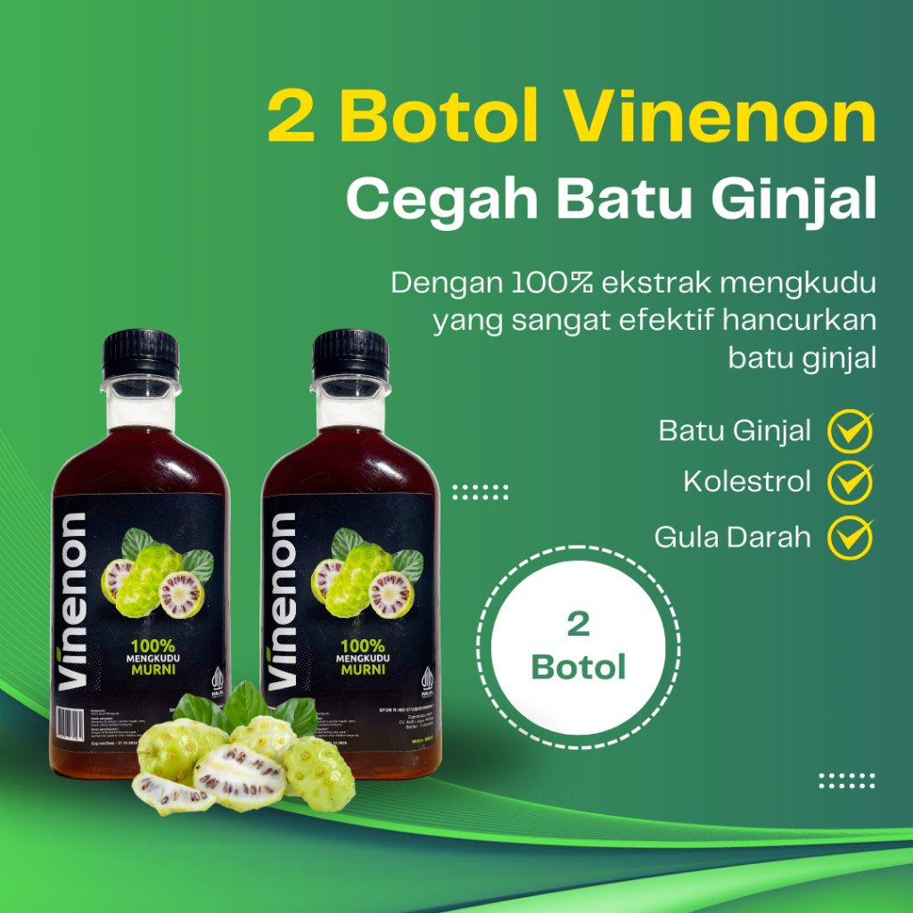 Jual Vinenon Cuka Mengkudu 2 Botol - Hancurkan dan Atasi Batu Ginjal ...