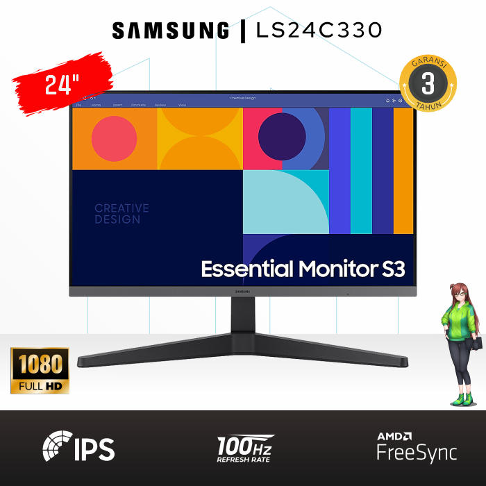 Jual Monitor Samsung LED LS24C330 24" FHD IPS 100Hz FreeSync | Shopee ...