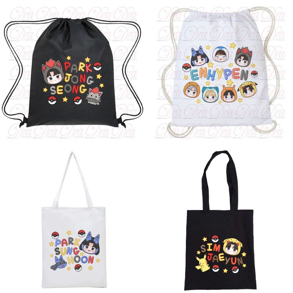Jual Tas Serut Totebag Enhypen X Pokemon Fanart Lucu Kpop Korea String ...