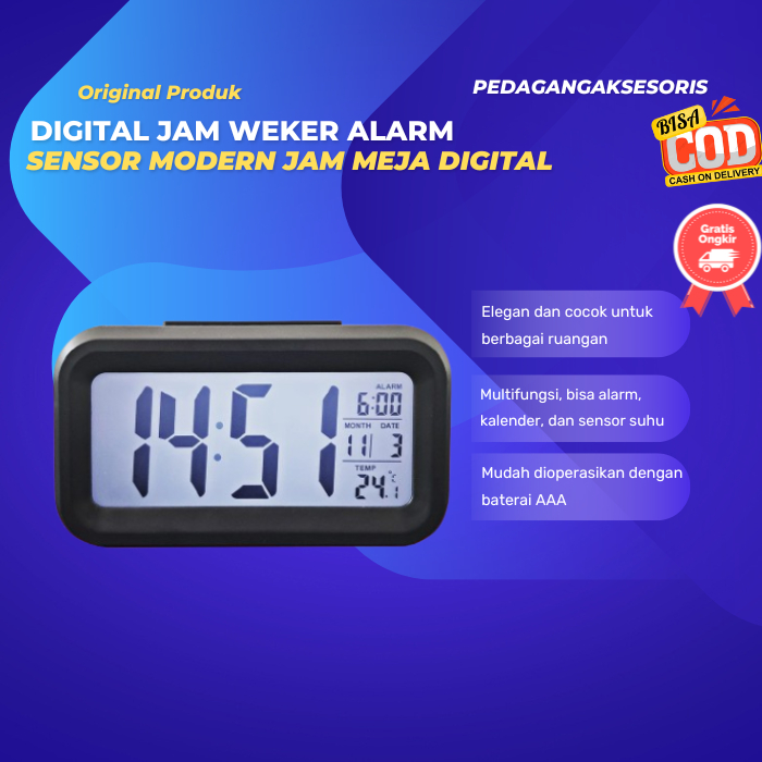 Jual Digital Jam Weker Mode Alarm with Sensor Modern Jam Meja Digital ...