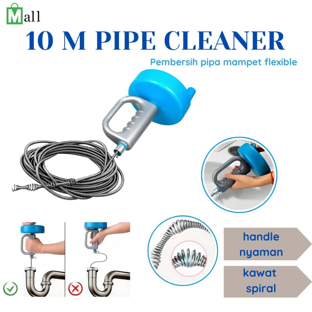 Jual PIPA10 - Pipe Cleaner 10M Alat Pembersih Saluran Pipa Anti Mampet | Shopee Indonesia