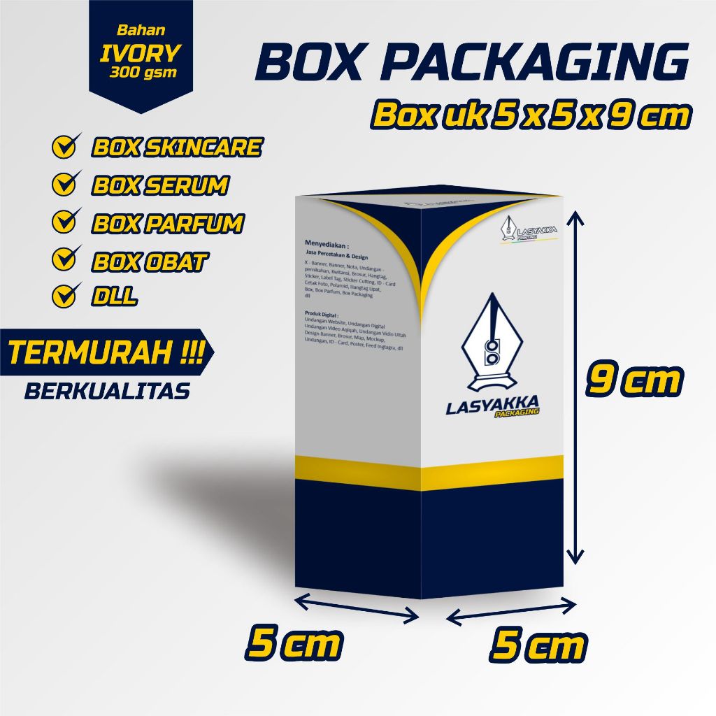 Jual custom box packaging ukuran 5 x 5 x 9 cm / box packaging / box ...
