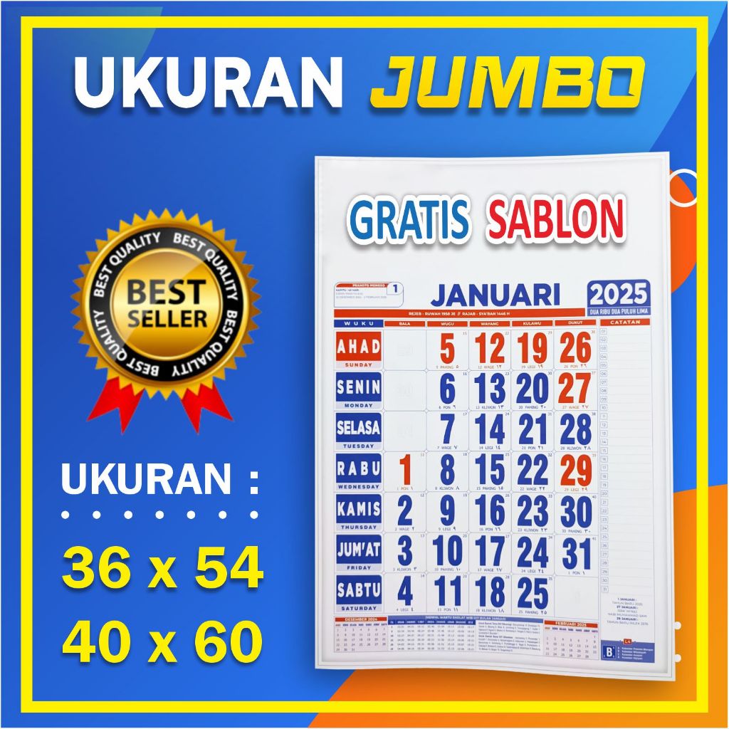 Jual KALENDER 2025 SABLON CUSTOM UKURAN JUMBO 40X60 | Shopee Indonesia