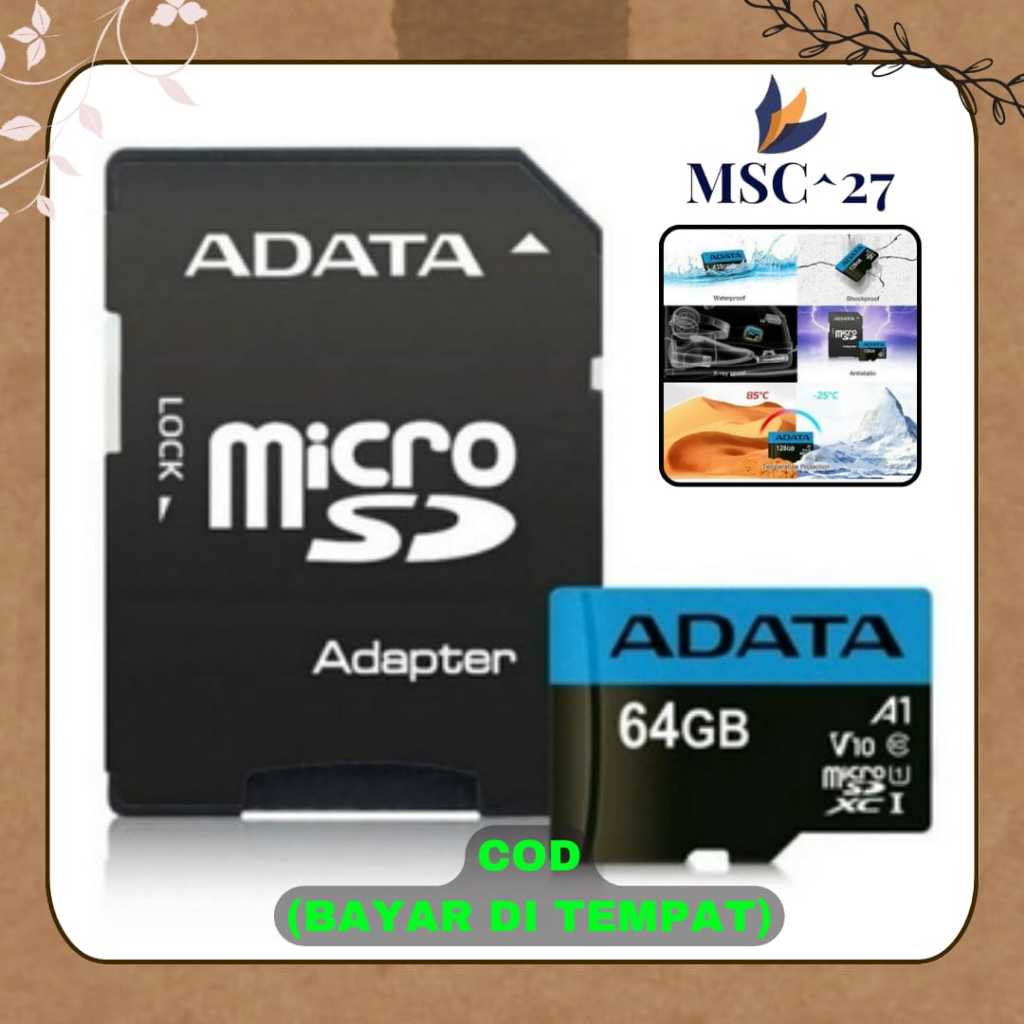 Jual ADATA MICRO SDHC WITH ADAPTER 64GB & 32GB 100% ORIGINAL -hitam 64 ...