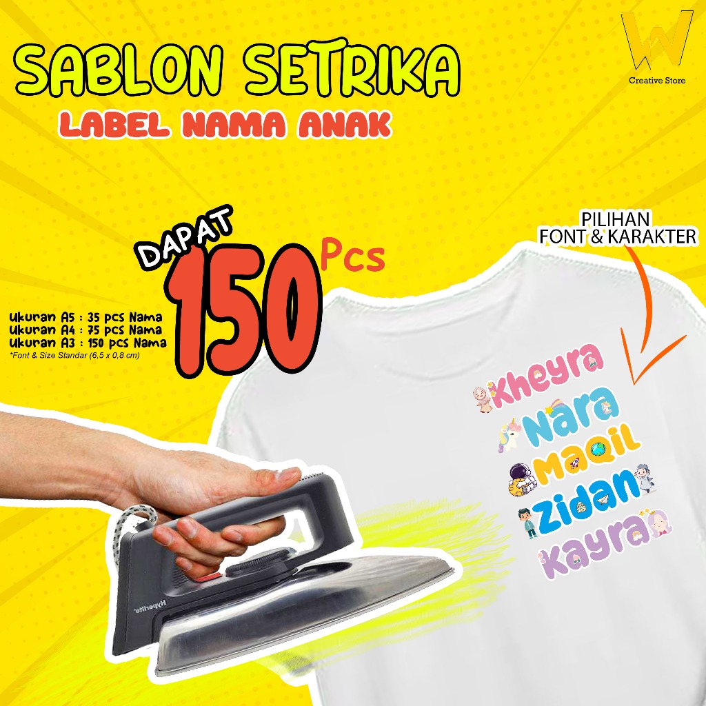 Jual (MURAH) Sticker Nama Label Printing Kain / Kaos Sablon Setrika ...