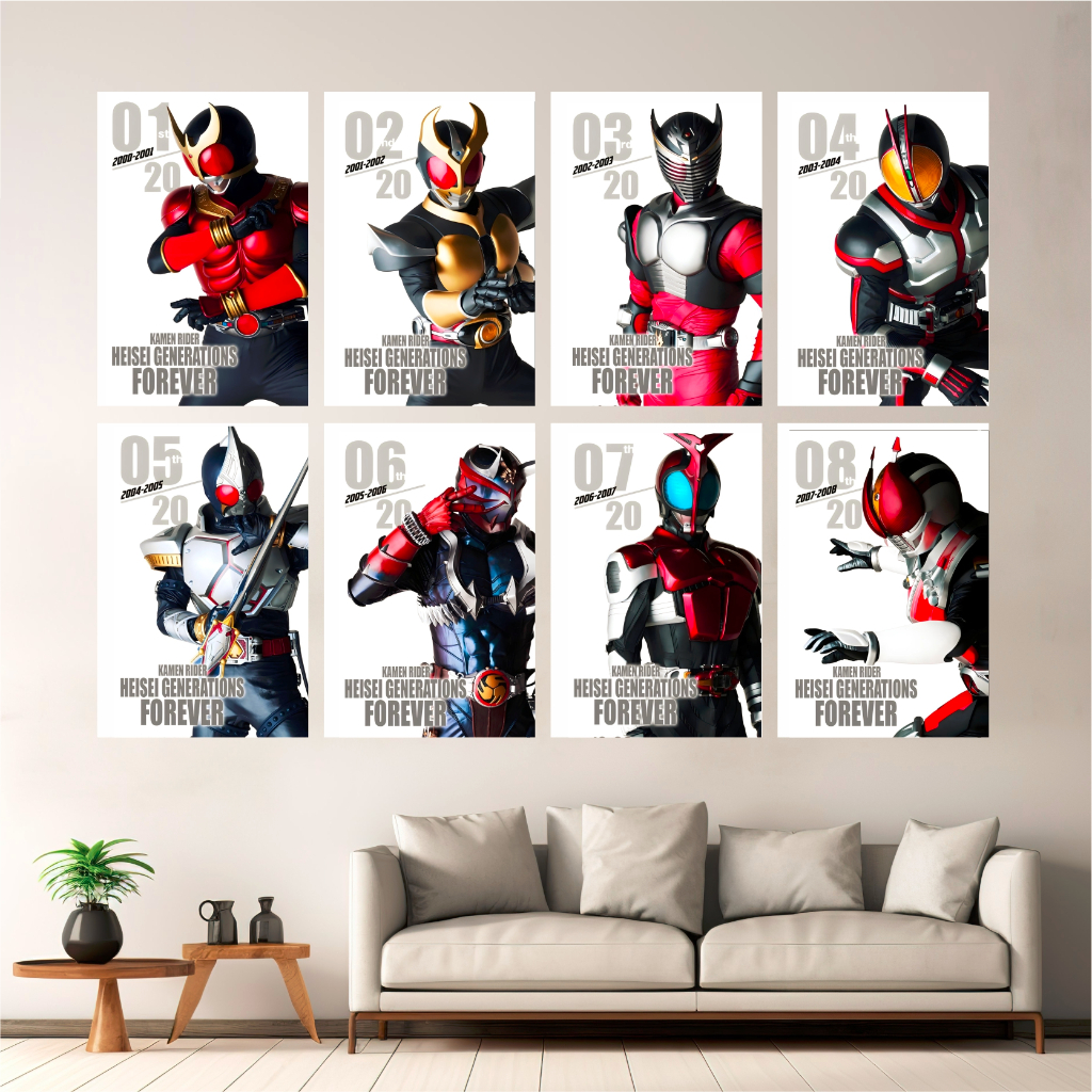 Jual Hiasan Dinding 20 Kamen Rider Heisei | Poster Dinding Kayu Kamen ...