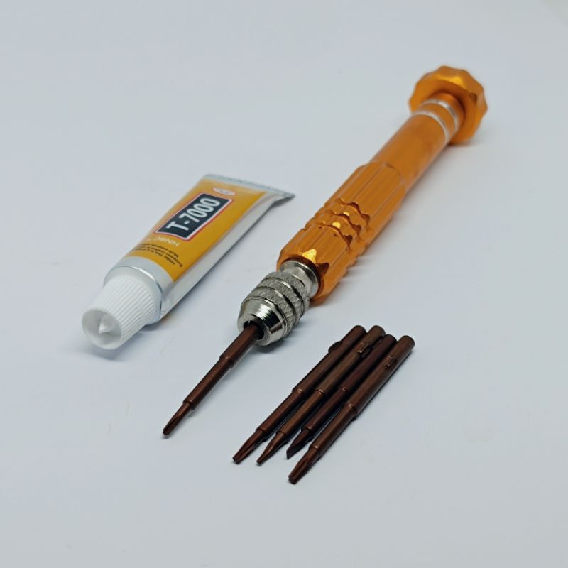 Jual PAKET MURAH ALAT SERVIS BONGKAR HP HANDPONE OBENG 5 iN 1 SET +LEM T7000 3ML HITAM | Shopee ...