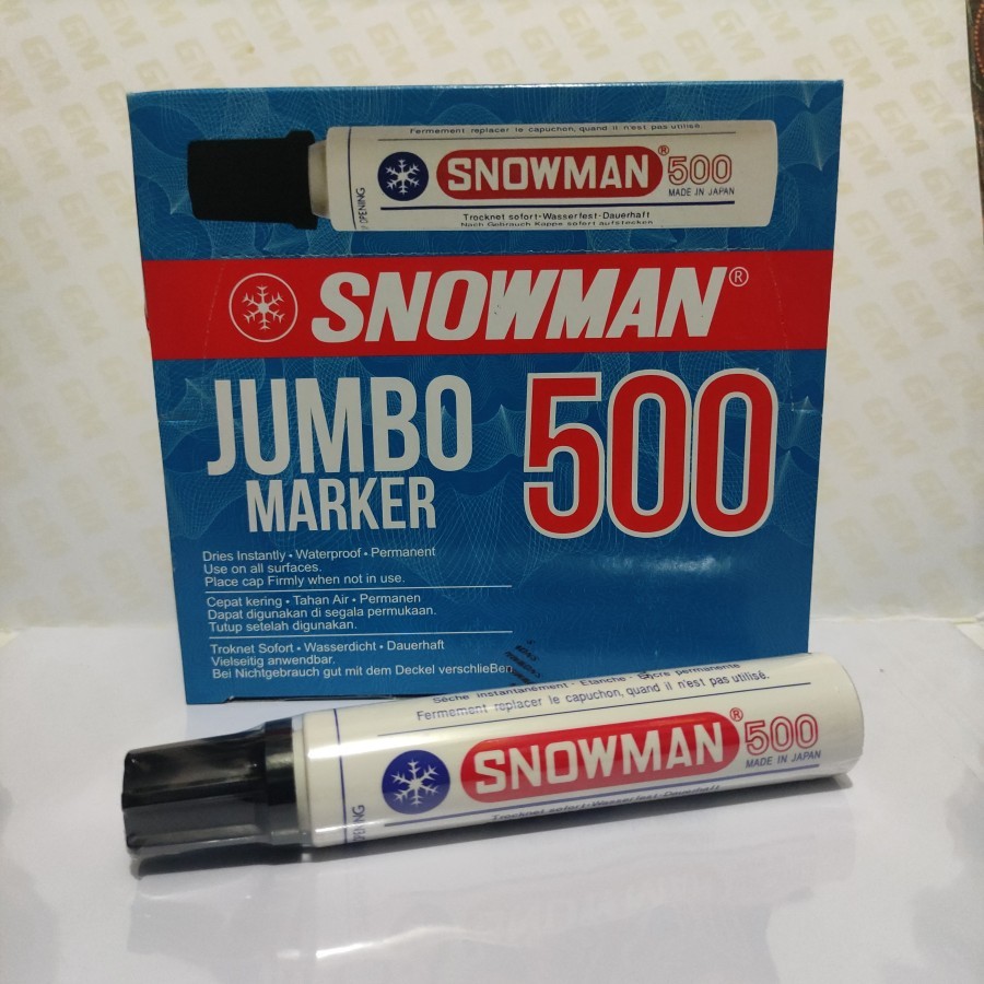 Jual Snowman Spidol Permanent Jumbo Marker J500 HITAM (1 PCS) / Spidol ...
