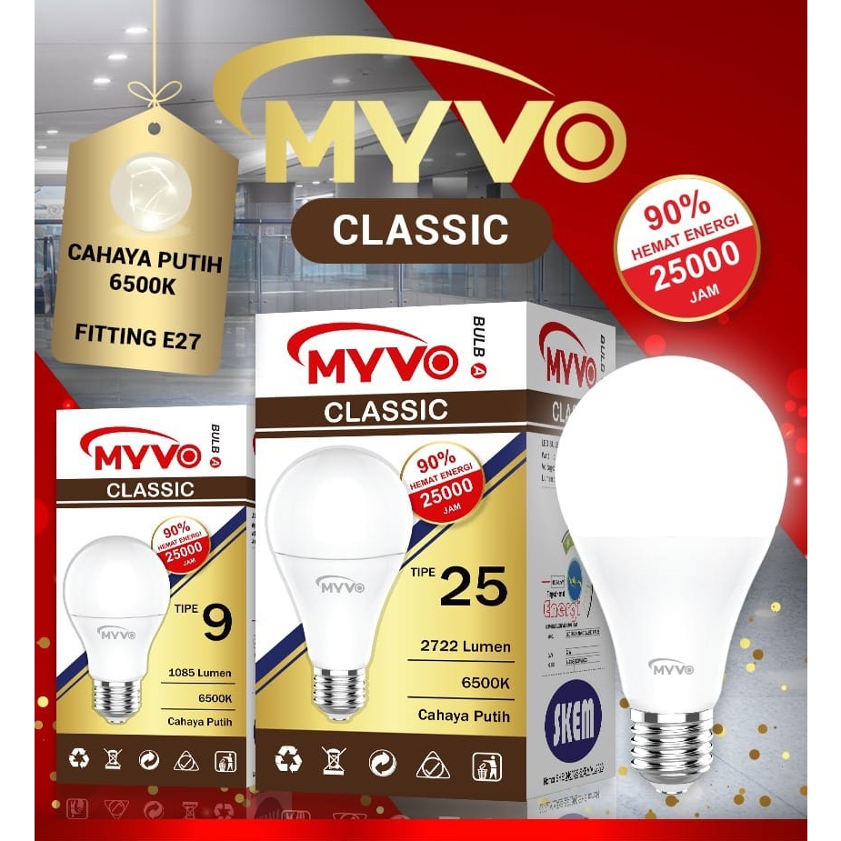 Jual BOHLAM LED MYVO CLASSIC A 3W 5W 7W 9W 12W 15W 18W 21W 25W LAMPU LED BULB MYVO CLASSIC A ...