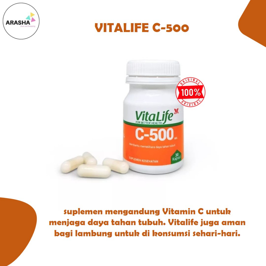 Jual VITALIFE C 500 MG/Vitamin C/Suplemen daya tahan tubuh/Sistem imun/Antioksidan | Shopee ...