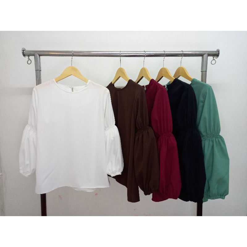 Jual Deolin puffy slevee blouse gaya korea | Shopee Indonesia