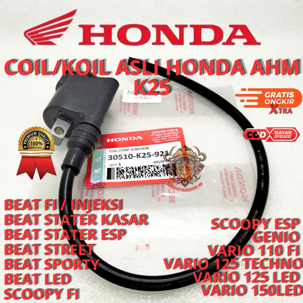 Jual COIL KOIL ASLI ORIGINAL AHM HONDA BEAT FI K25 ,BEAT ESP, BEAT ...
