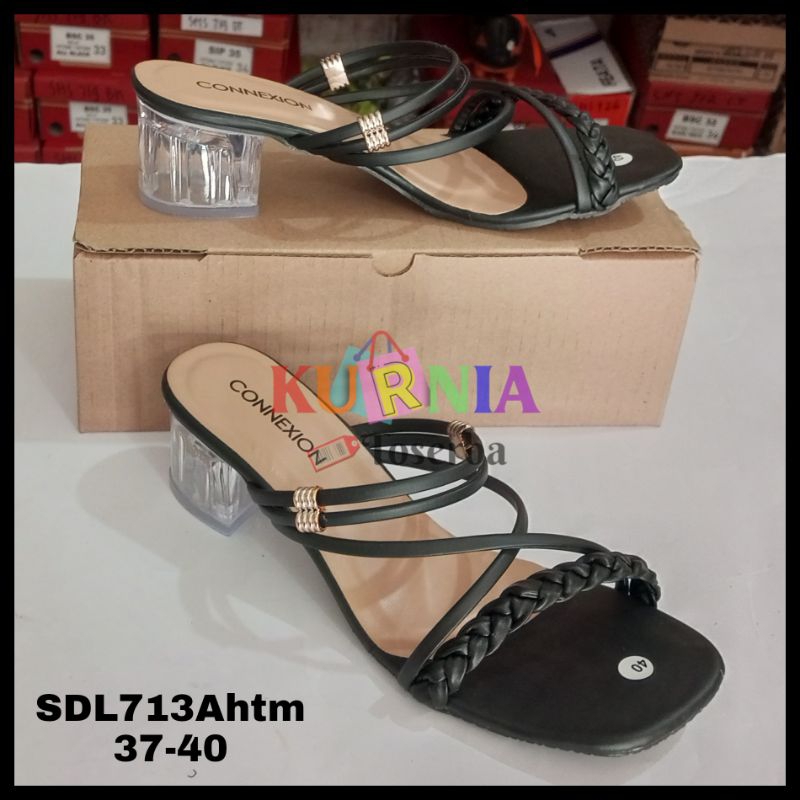 Jual SDL713 Sandal hight heels kaca transparan wanita jenggel bening ...