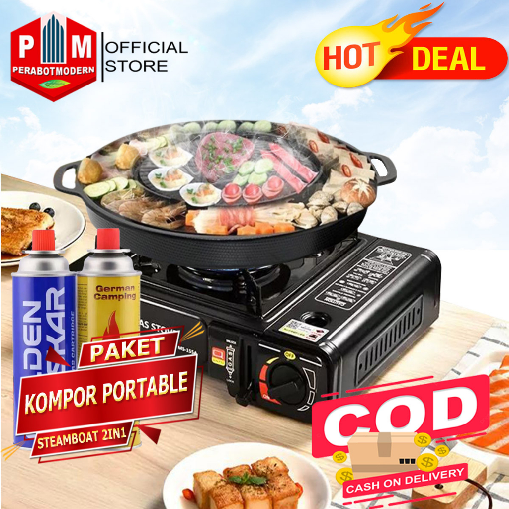 Jual Paket Combo Steamboat Bulgogi 2in1 Plus Kompor Portable / Korean ...