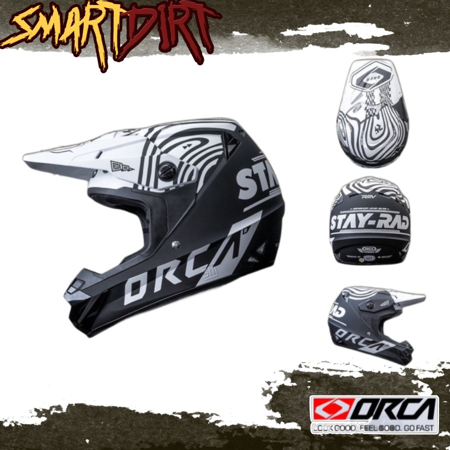 Jual HELM MOTOR ORCA VORTEX BLACK WHITE HELMET ORCA VORTEX BLACK ...