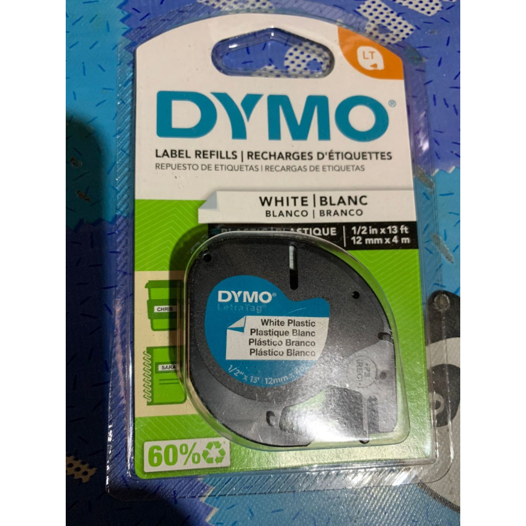 Jual Dymo LetraTag Plastic Original Label Tape, BLACK on WHITE, 12mm x ...