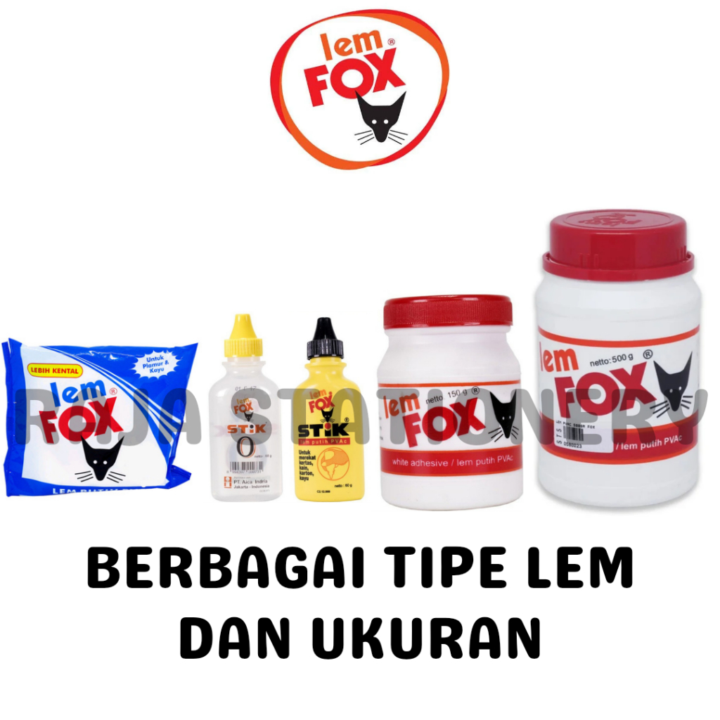 Jual Lem Fox PUTIH 60gr 150gr 350gr 500gr Transparent Botol Stik Stick ...