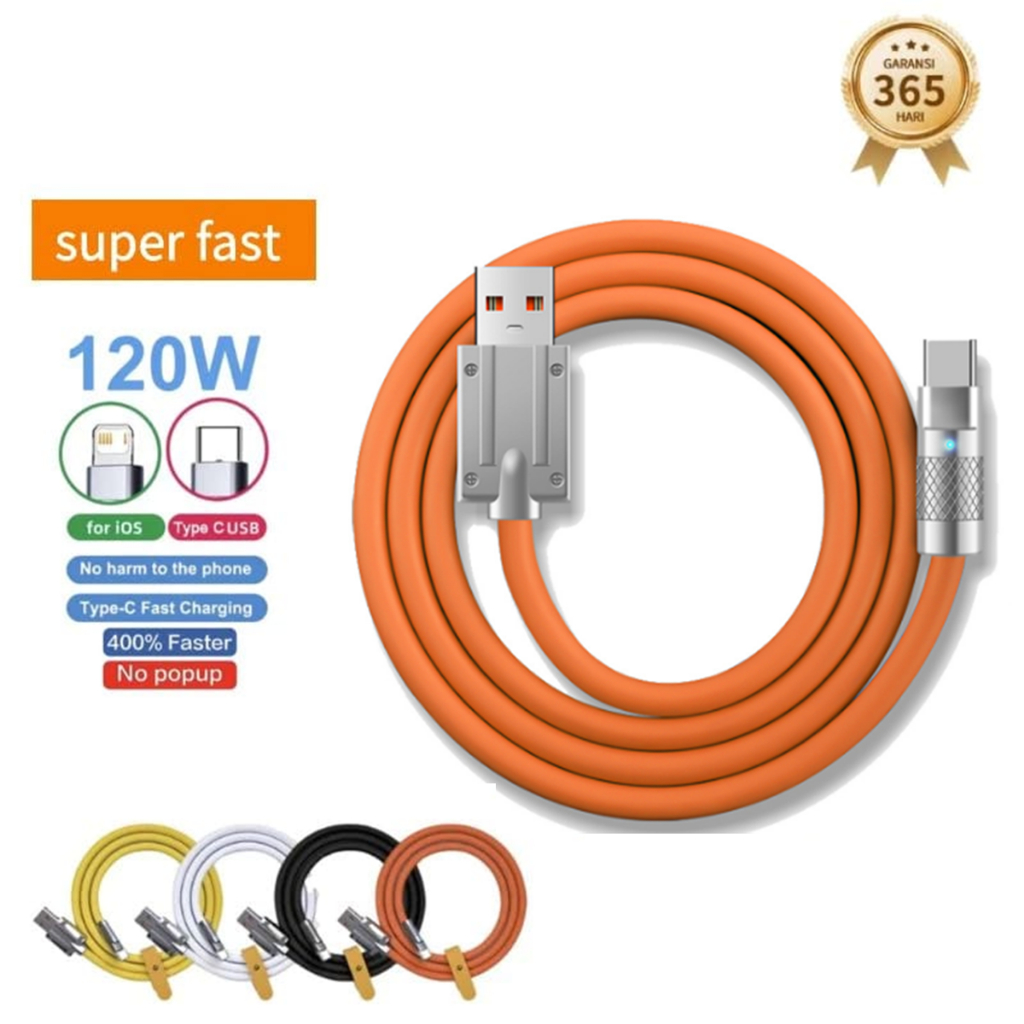 Jual Kabel Data USB Micro/USB Type c/ USB Lightning 120W Super Fast ...