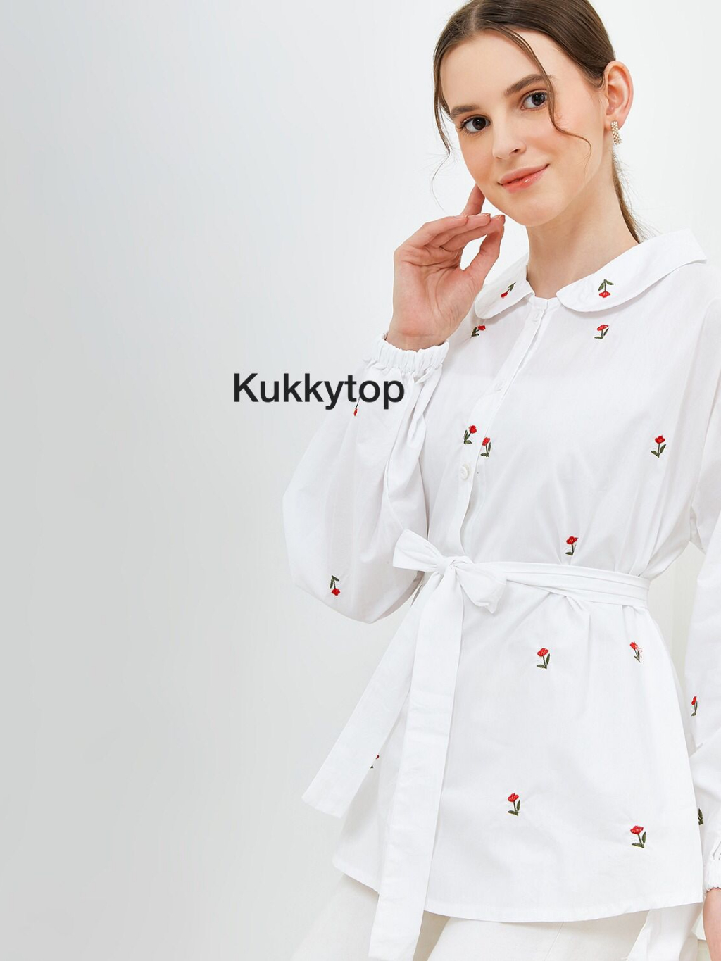 Jual Kukky Top Kemeja Katun Bordir Amarylis Blouse Wanita Oversize ...