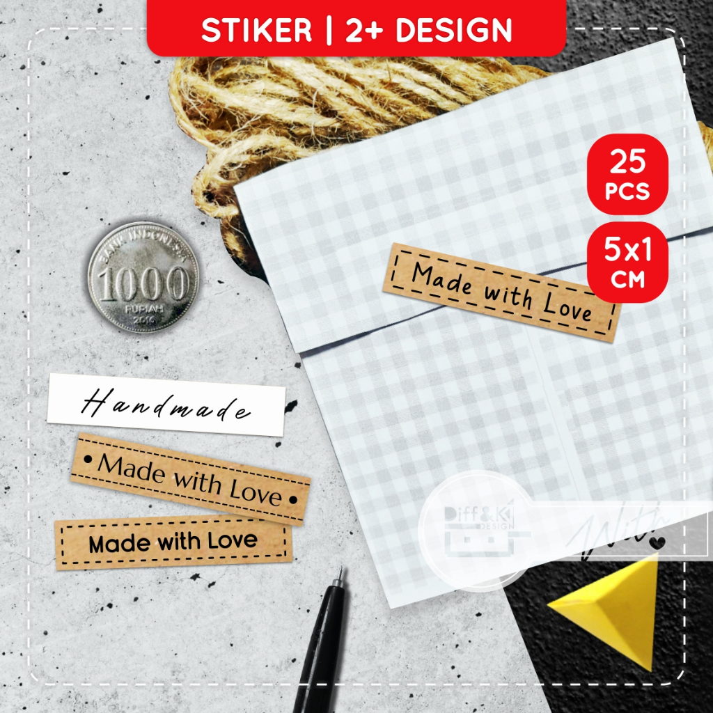 Jual Label Stiker Made with Love Handmade Homemade Kecil Kraft Coklat ...