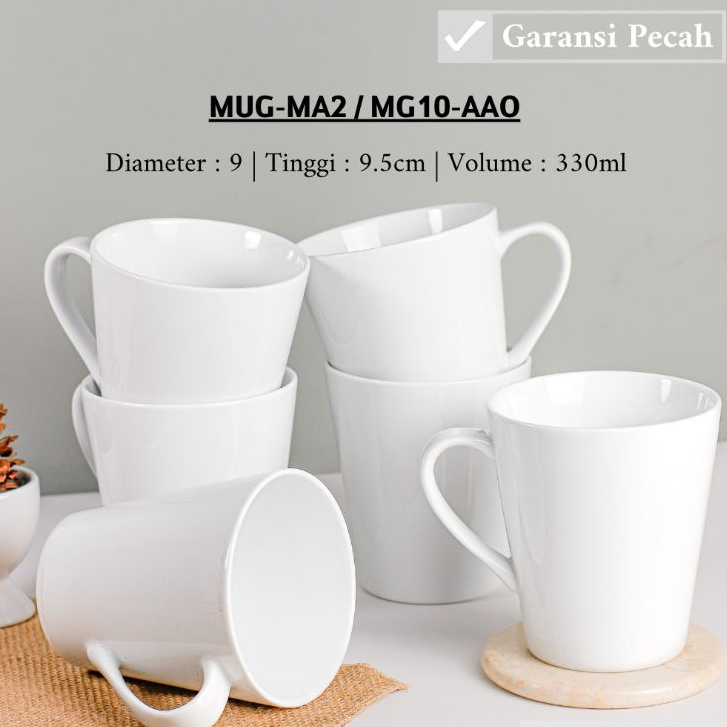 Jual 1 pcs Mug MA2 white/ Mug putih polos / gelas keramik putih ...