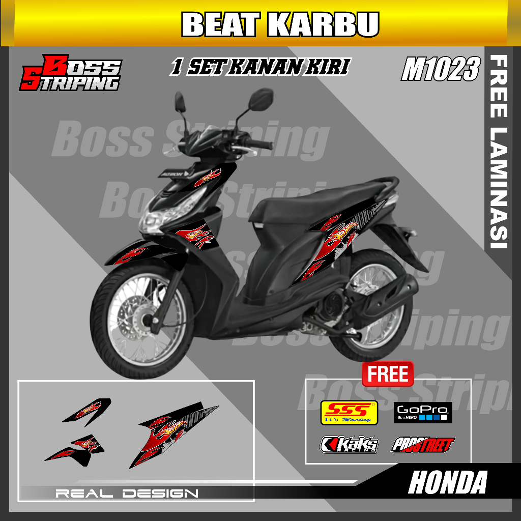 Jual Striping Sticker Honda Beat Karbu (M1023) keluaran Tahun 2008 2009 2010 2011 2012 Setiker ...