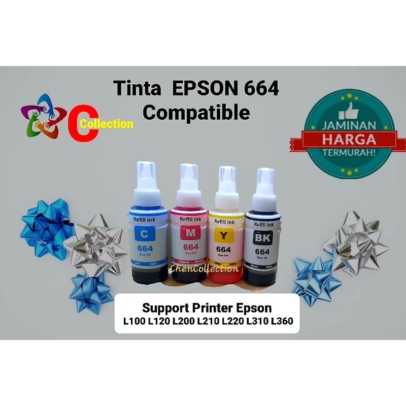 Jual Tinta Premium Compatible Refill Ink Epson 664 L100 L120 L200 L220 ...